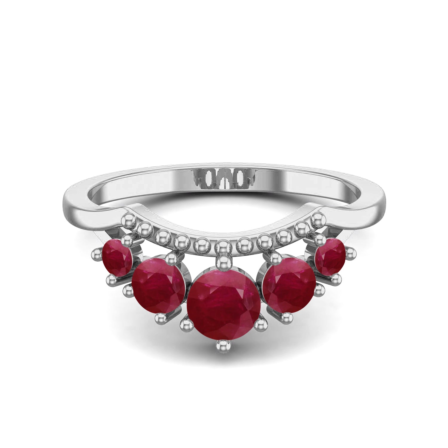 Ruby Princess Crown Ring - Sterling Silver